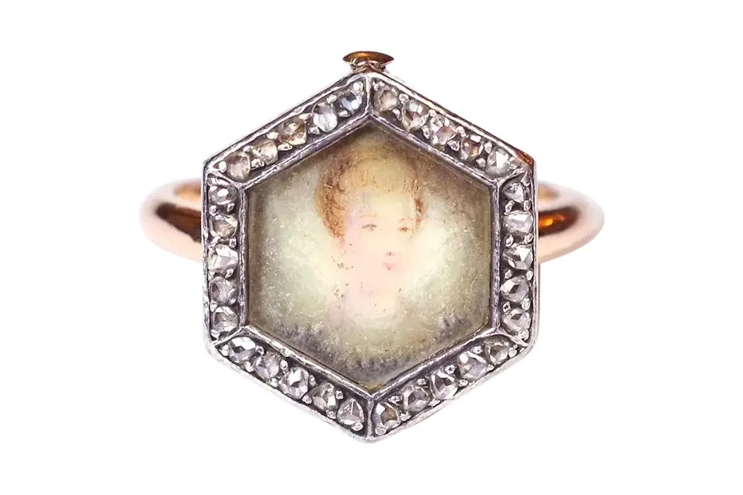 Antique portrait diamond ring
