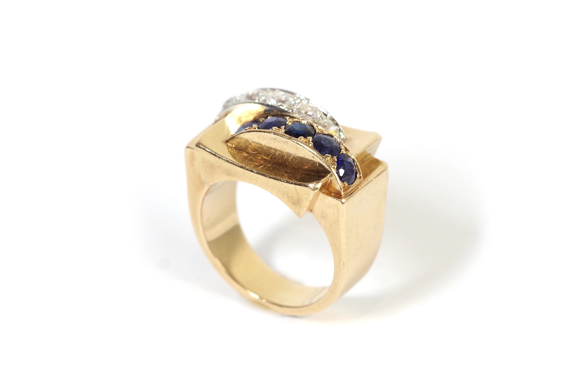 Sapphire diamond tank ring