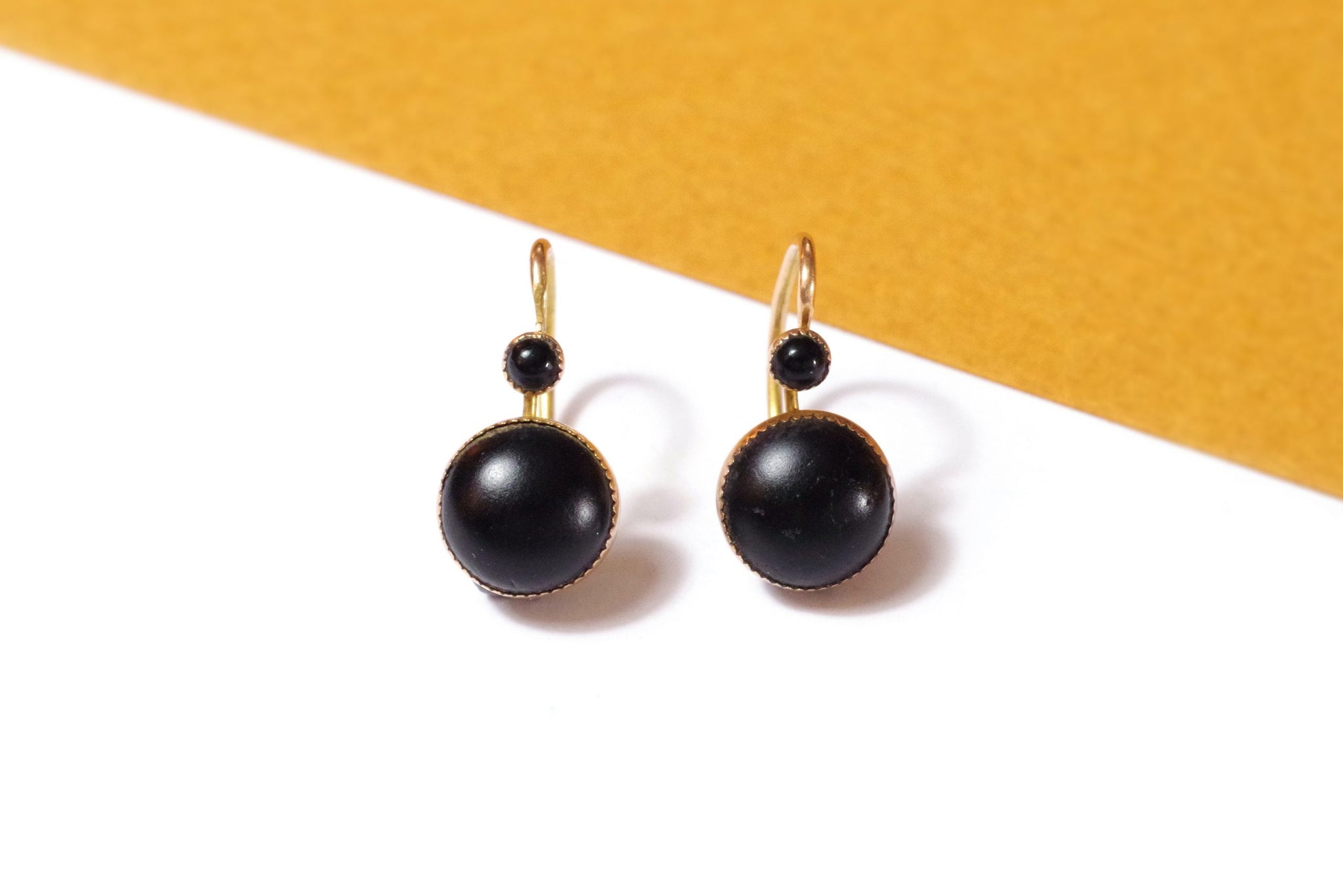 Victorian jet cabochon earrings