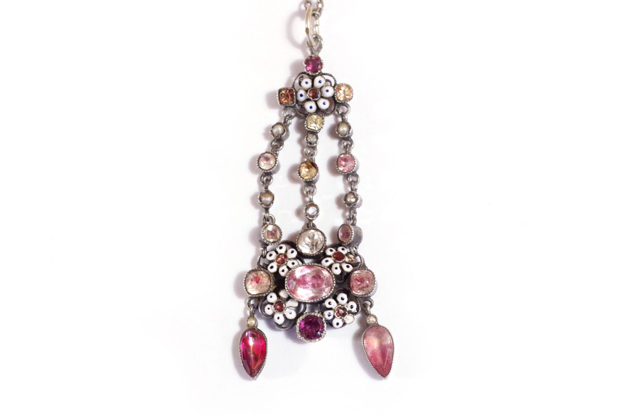 Victorian paste stone enamel pendant